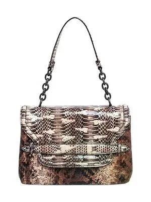 BOTTEGA VENETA Snake-Leather Flap Shoulder Bag