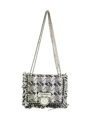 Balmain Tweed Fringed Crossbody Bag - Silver