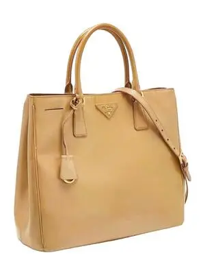 Prada Patent Leather Tote Bag - Brown