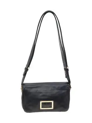 Valentino Garavani Logo-plaque Leather Shoulder Bag - Black