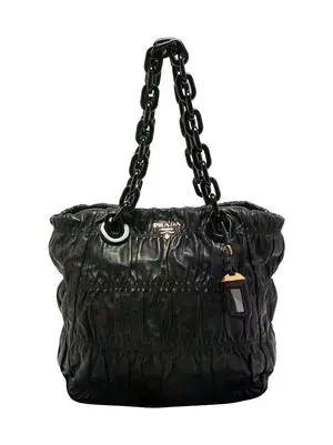 PRADA Ruched Leather Chain Tote