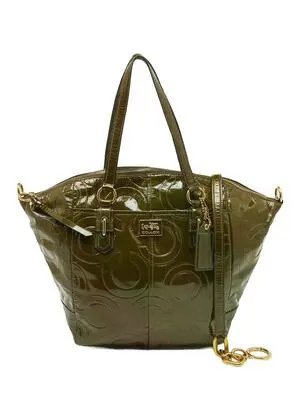 COACH VINTAGE Patent-leather Embossed Tote - Green