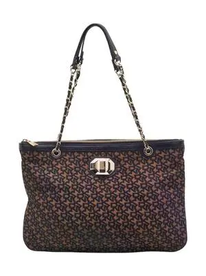 Dkny Monogram-jacquard Shoulder Bag - Brown