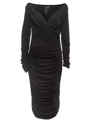 Norma Kamali Draped Midi Dress - Black
