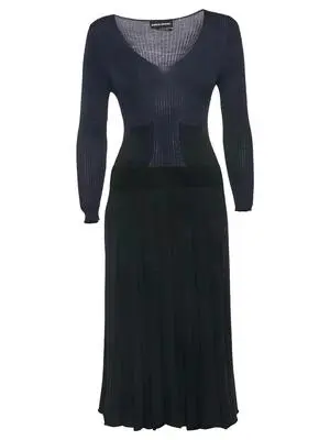 Sonia Rykiel Paris Ribbed-knit Pleated Midi Dress - Blue