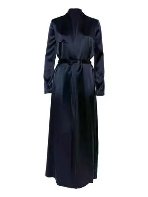 Galvan Satin Belted Coat - Blue