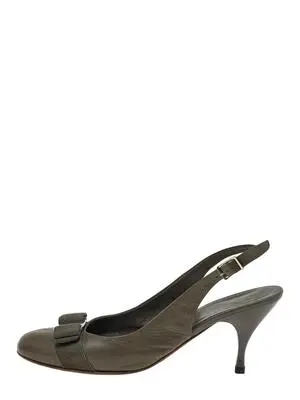 FERRAGAMO 75mm Vara-bow Slingback Pumps - Grey