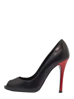 Ralph Lauren Leather Peep-toe Pumps - Black