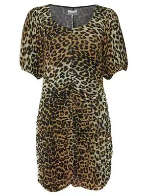 GANNI Leopard-print Dress - Brown