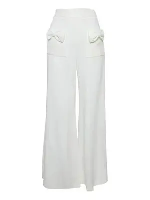 Elisabetta Franchi Bow-detail Crepe Trousers - White
