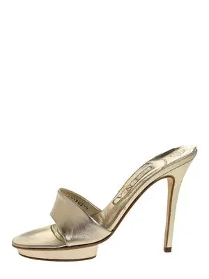 GINA 115mm Leather Platform Sandals - Metallic
