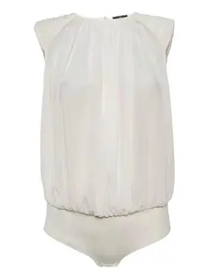 Elisabetta Franchi Pleat-detail Bodysuit - White