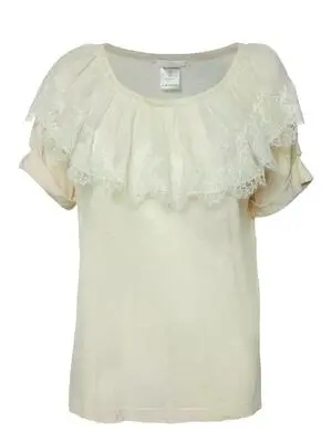 Chloé Lace Ruffle Top - Neutrals