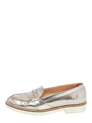 TOD'S Metallic Penny Loafers - Silver