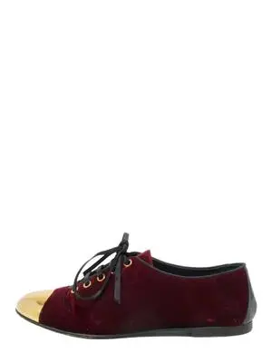 GIUSEPPE ZANOTTI Lace-up Velvet Cap-toe Shoes - Red