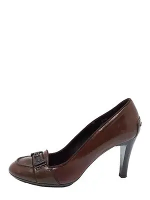 TOD'S 85mm Double T Leather Loafer Pumps - Brown