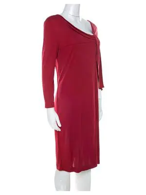 Alberta Ferretti Draped Knot Midi Dress - Red