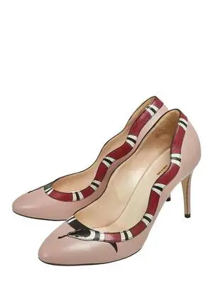 Gucci 80mm Snake-motif Leather Pumps - Neutrals