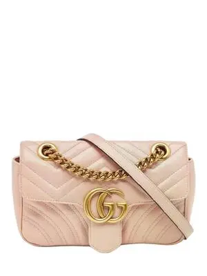Gucci Gg Marmont Chevron Chain-strap Shoulder Bag - Pink