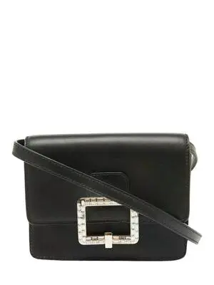 Bally Leather Crystal Buckle Bag - Black