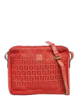 Fendi Ff Pattern Leather Crossbody Bag - Red