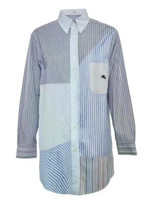 Etro Stripe Patchwork Shirt - Blue