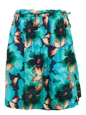 Kenzo Floral-print Silk Skirt - Blue