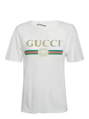 GUCCI Logo-Print Floral-Embroidered T-Shirt