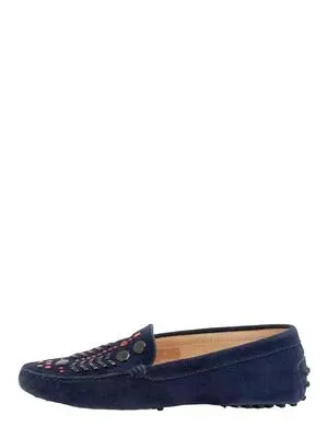 TOD'S Studded Suede Loafers - Blue