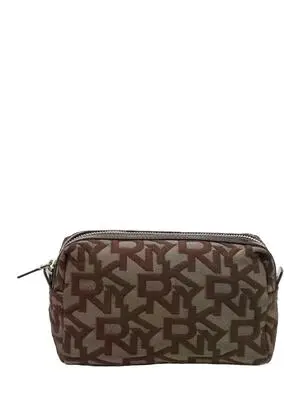 Dkny Monogram Patent Pouch - Brown