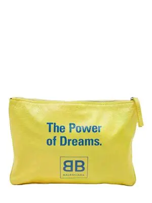 Balenciaga Leather Pouch Bag - Yellow