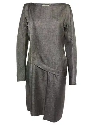 Balenciaga Asymmetrical-hem Wool-blend Midi Dress - Grey