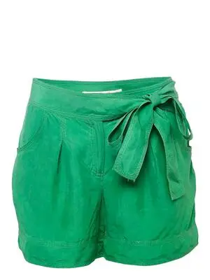Diane Von Furstenberg Silk Pleated Shorts - Green