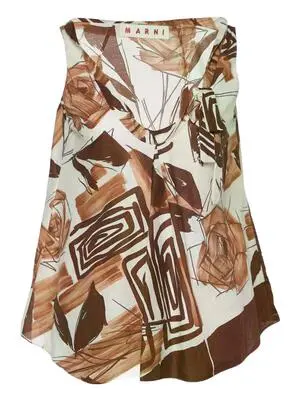 Marni Floral-print Sleeveless Top - Brown