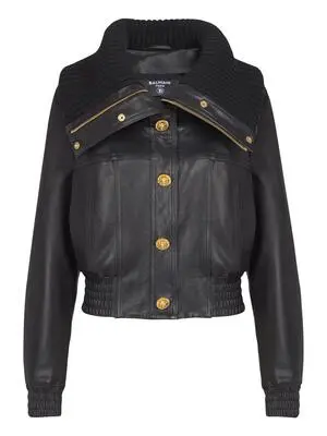 Balmain Leather Bomber Jacket - Black