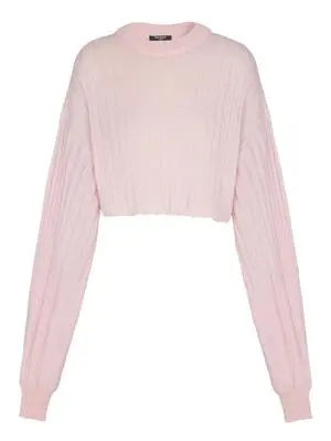 Balmain Mohair-silk Cropped Sweater - Pink