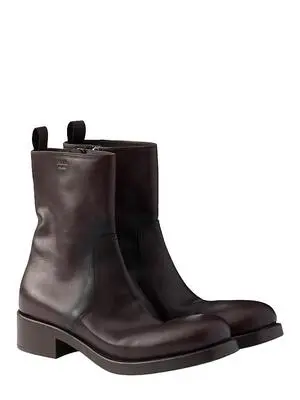 Prada Leather Mid-calf Boots - Brown