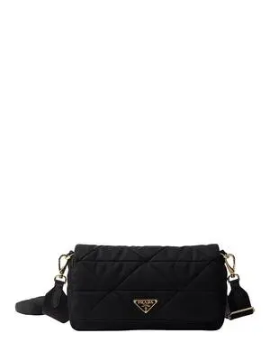 Prada Padded Re-nylon Shoulder Bag - Black And Gold
