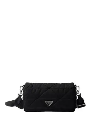 Prada Padded Re-nylon Shoulder Bag - Black And Sliver