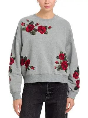 DRIFTWOOD Embroidered Rose Sweatshirt - Heather Grey