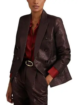 REISS Metallic Blazer - Burgundy