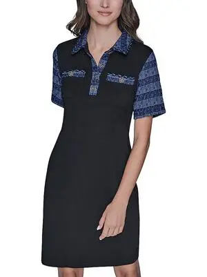 Karl Lagerfeld Paris Polo Collar Dress - Black