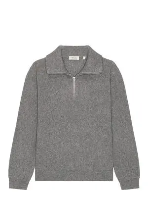 FRAME Wool Zip-up Sweater - Grey Melange