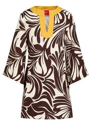 La DoubleJ Printed Cotton-blend Gauze Kaftan - Chocolate