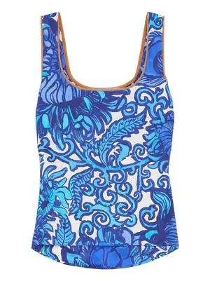 La DoubleJ Printed Silk-twill Tank - Blue