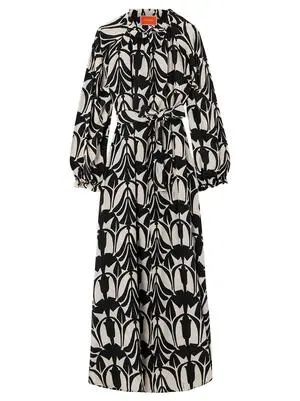 La DoubleJ Cerere Printed Silk Crepe De Chine Maxi Dress - Black