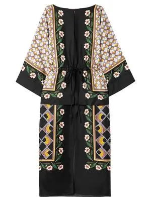 La DoubleJ Apericena Printed Silk-twill Midi Dress - Dark Green