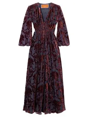 La DoubleJ Camerino Devoré-velvet Maxi Dress - Merlot