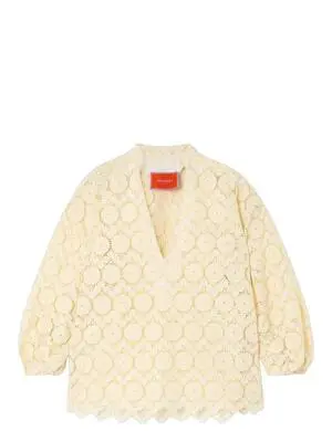 La DoubleJ Jackie Cotton-blend Macramé Shirt - Cream