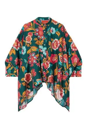La DoubleJ Floral-print Silk-twill Shirt - Emerald